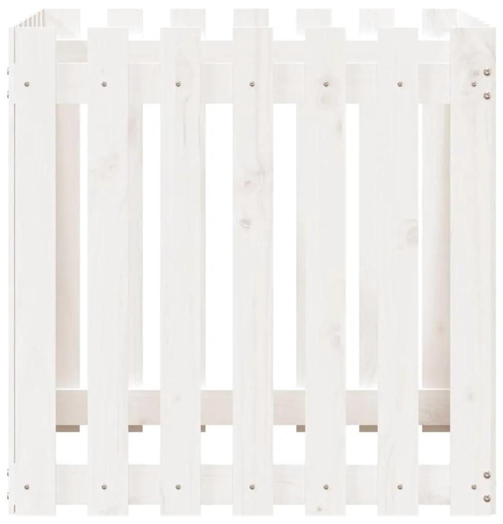 Zahradní truhlík plotový design bílý 70x70x70 cm masiv borovice,  832463