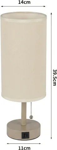 Brilagi - Stolní lampa s USB portem TABLON 1xE27/25W/230V béžová/krémová