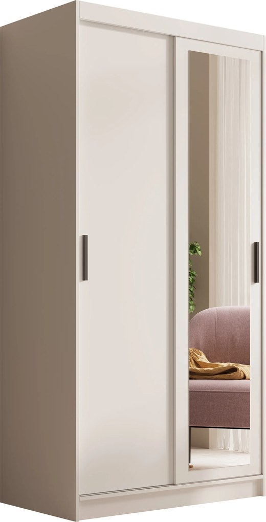 ADRK Furniture Šatní skříň s zrcadlem Hailey 100 SW-HAI-100-W