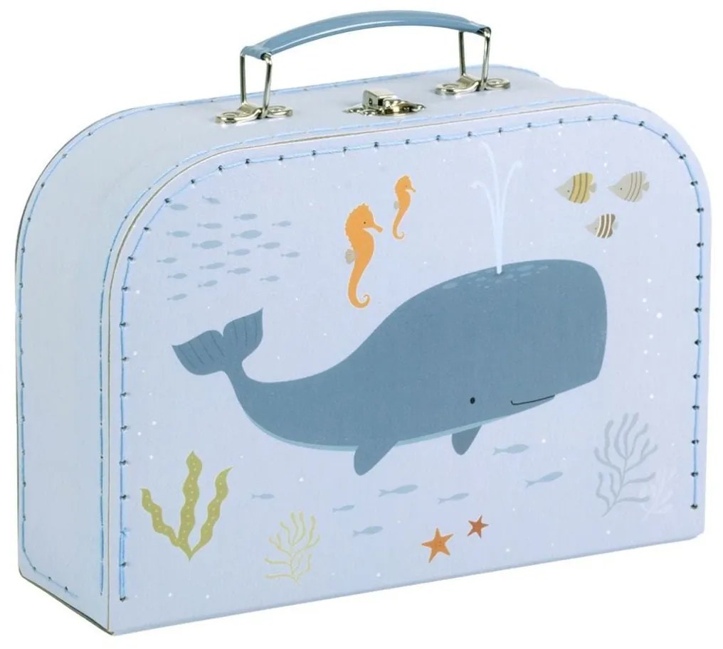 A Little Lovely Company Dětský kufřík Ocean Menší, modrá barva, papír