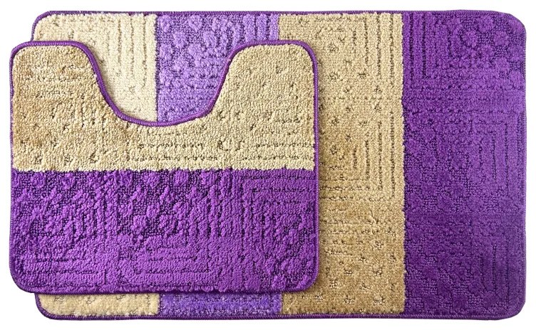 Ervi koupelnová předložka béžová/fialová SLV Comfort,2 set