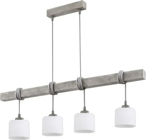 BRILAGI - Lustr na lanku WOOD GLASS 4xE27/60W/230V borovice/šedá/bílá