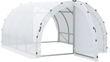 Outsunny Greenhouse Tunnel Garden, podlahová plocha 4L x 3W x 2H Vyztužený rám z ocelové trubky 25 mm s klikami bílý