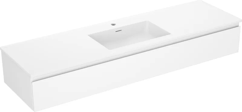 Mexen Orio, koupelnová skříňka 160 cm s umyvadlem Otis, 1 zásuvka, bílá matná, 91A10-16023-1-BF01-W18M01