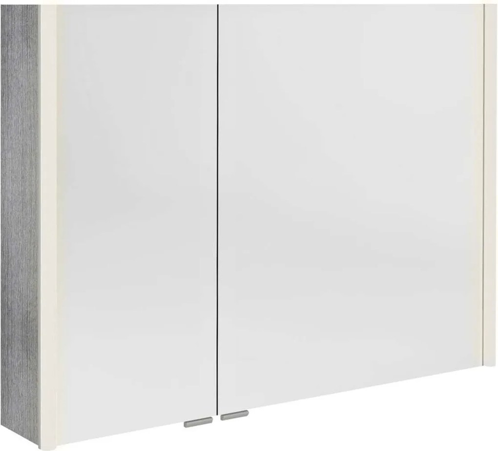 Sapho Alix - Zrcadlová skříňka s LED osvětlením 96x70x18 cm, 2x dvířka, dub stříbrný AX196-0011