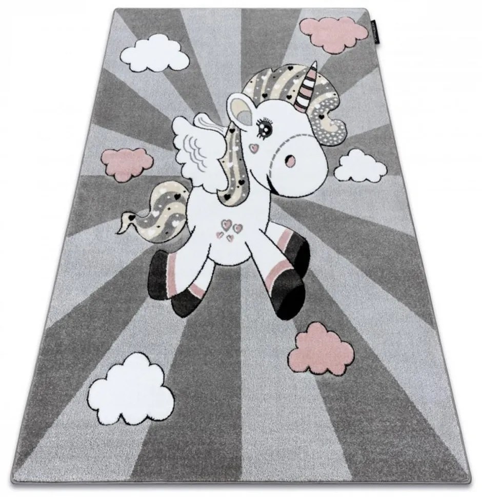 Dětský kusový koberec Jednorožec šedý 180x270cm