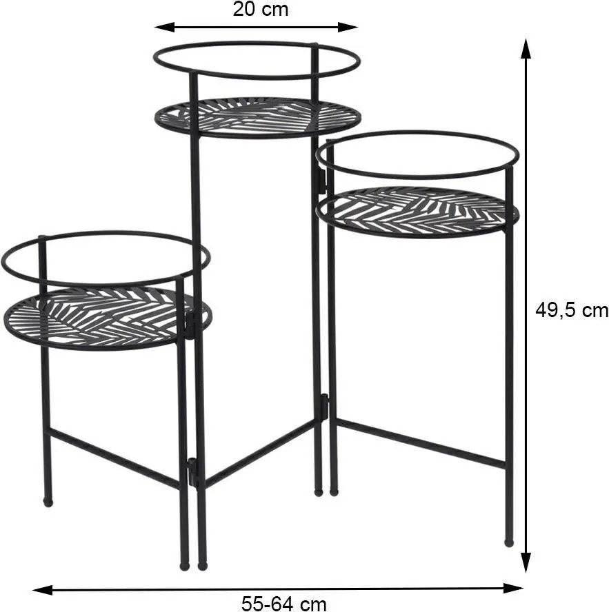 STOJAN NA KVĚTINÁČ TRIPLE 55X64X20 CM ČERNÁ