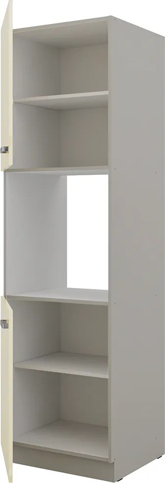 KARMEN | vysoká skříňka 60 DP-210 2F na vestavnou troubu | 60 cm | světle šedá/krémová lesk