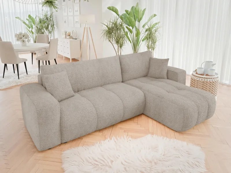 Rohová rozkládací sedačka Larow Boucle, Potah: Coral 75