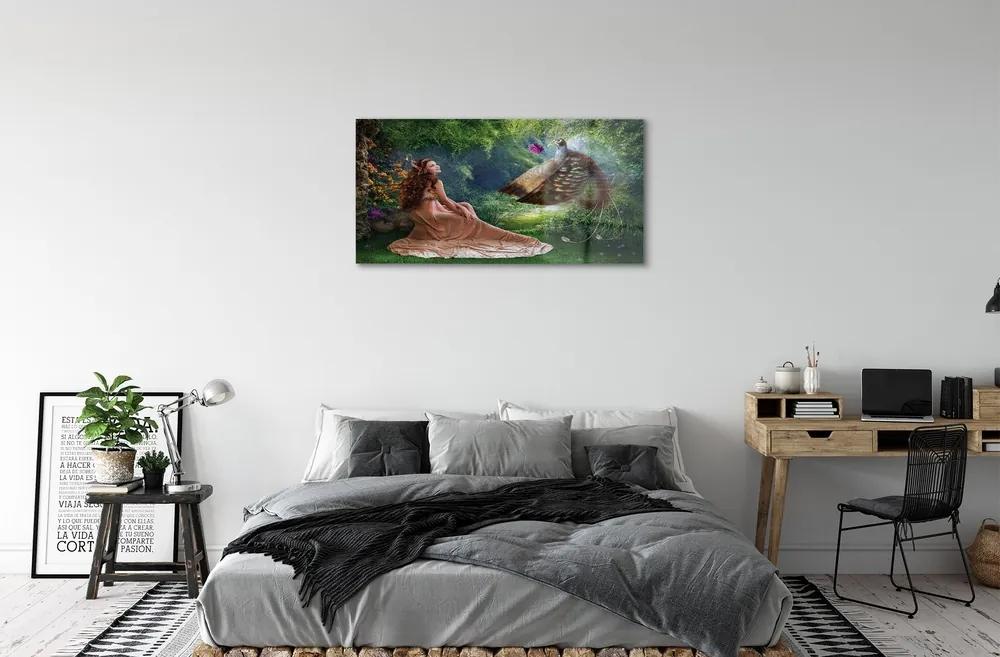 Obraz na skle Bažant female forest 125x50 cm