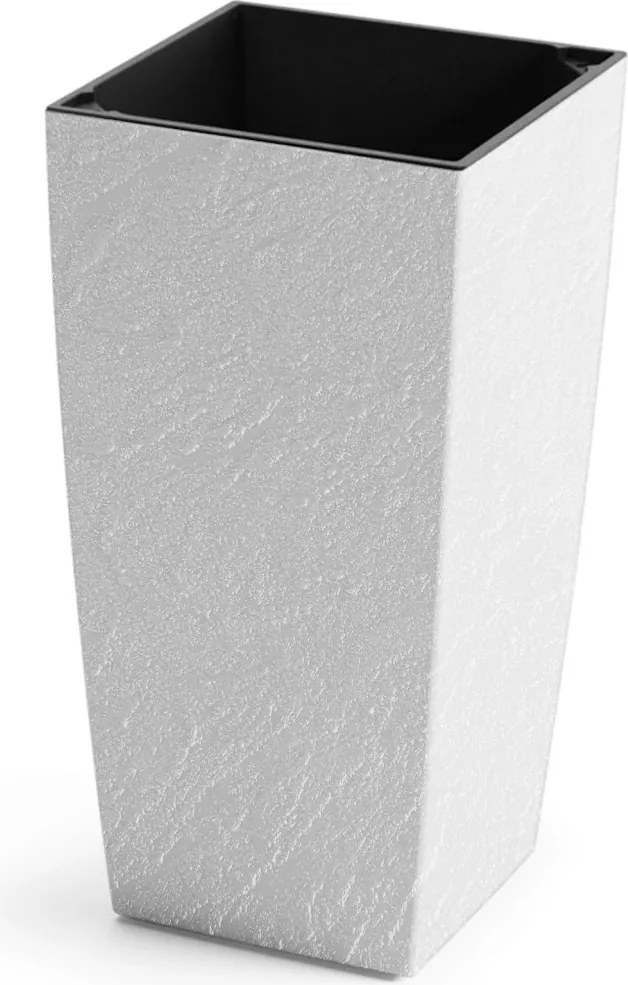 Plastkon Květináč Eliot Stone bílý 28,4 x 28,4 x 57,2 cm