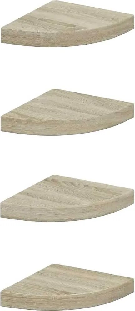 Plovoucí rohové police 4 ks dub 25 x 25 x 3,8 cm MDF 323906
