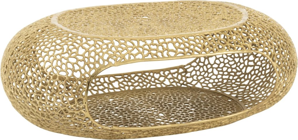 Veliký oválný konferenční stolek ve zlaté barvě Coffee Raw – 118*69*40 cm