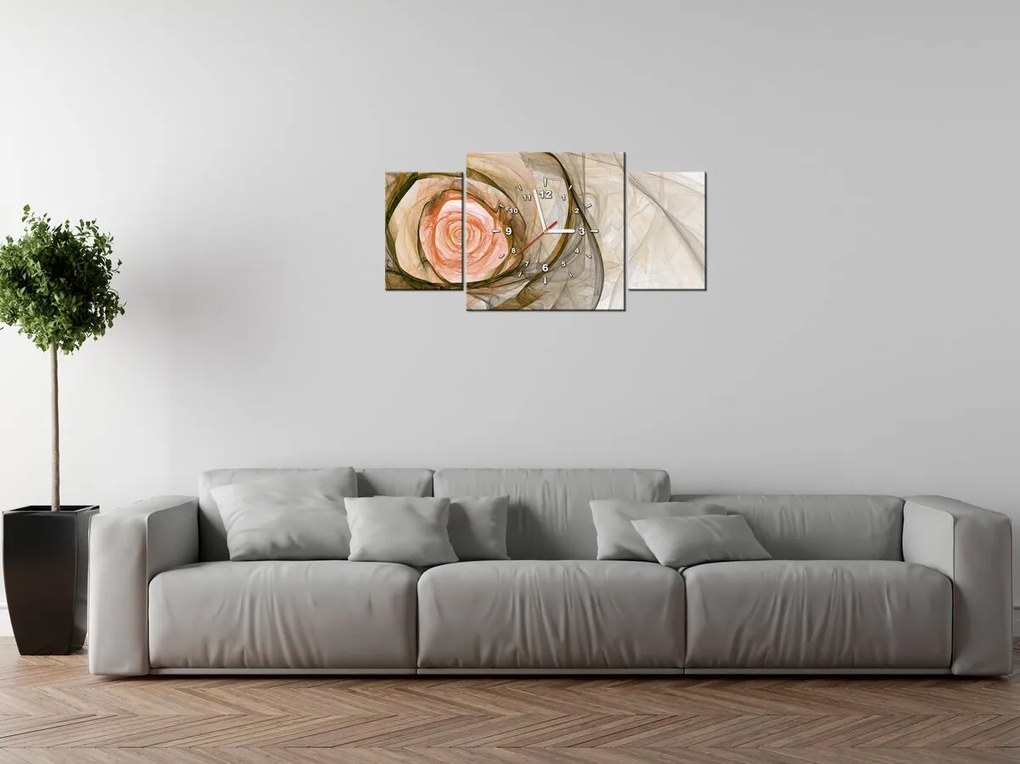 Gario Obraz s hodinami Nádherná růže fraktál - 3 dílný Rozměry: 80 x 40 cm