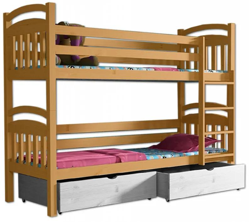 Patrová postel PAVLA 003 90x190 cm  borovice masiv - OLŠE