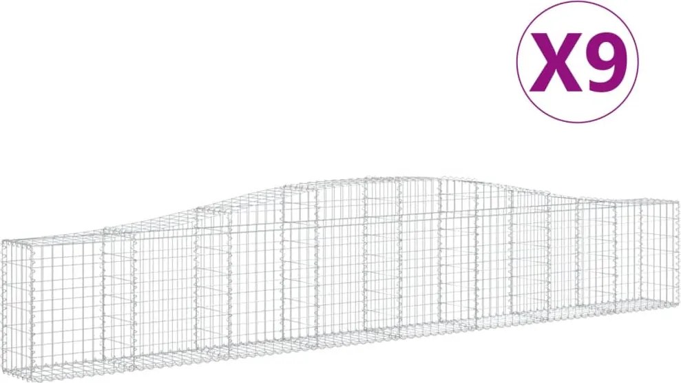 Klenuté gabionové koše 9 ks 400x30x60/80 cm pozinkované železo 3145807