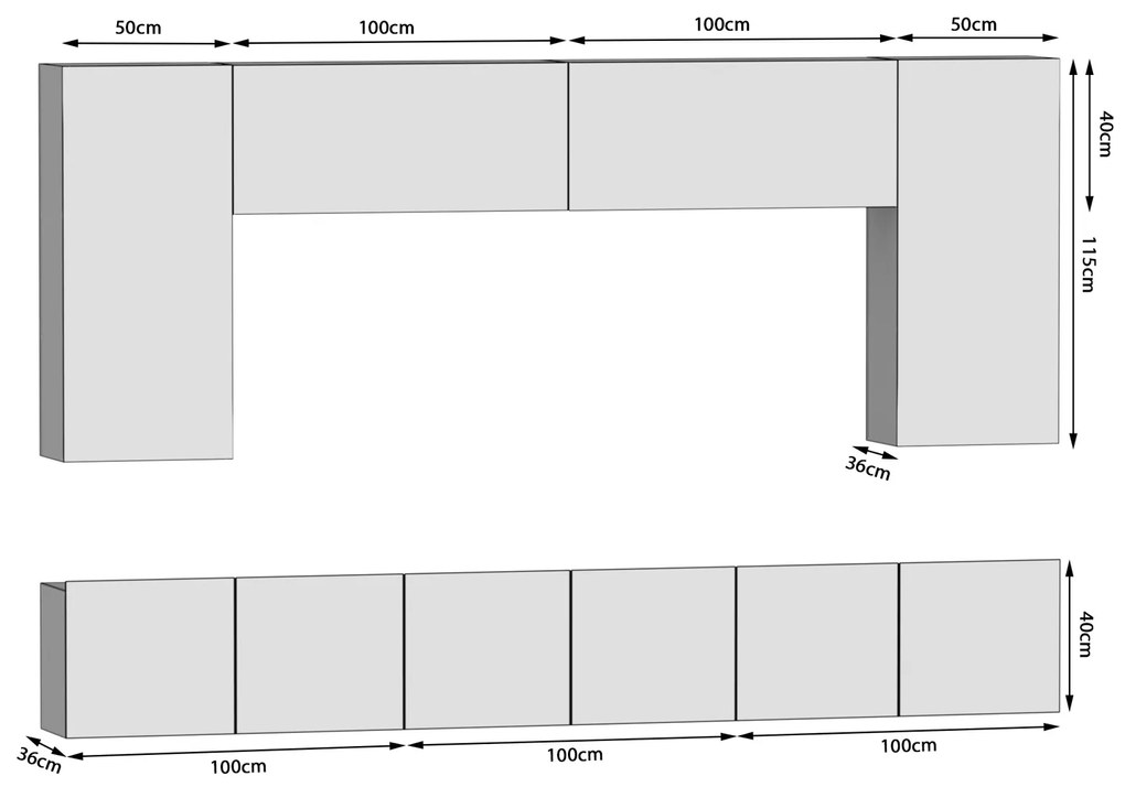 Obývací stěna 300 cm Belini bílý lesk Imperium 2  IMP 2/5/W/W/0/0