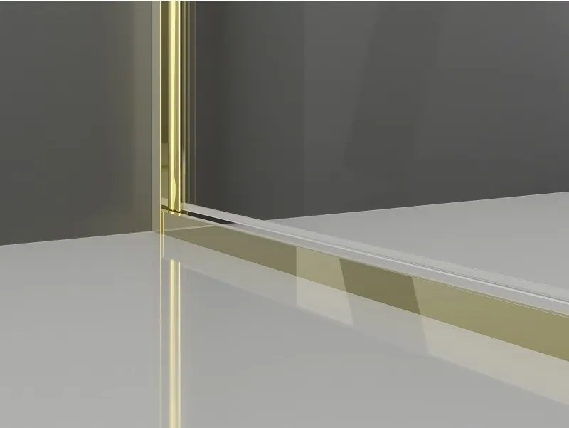Mexen Exo, výklopná sprchová kabina, dveře 110 cm + boční stěna 80 cm, transparentní sklo, zlatá, 814-110-080-50-00