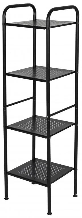 Erga Lexa, koupelnový kovový regál se 4 policemi 28x33x114,5 cm, černá matná, ERG-YKA-P.LEXA-4-BLK