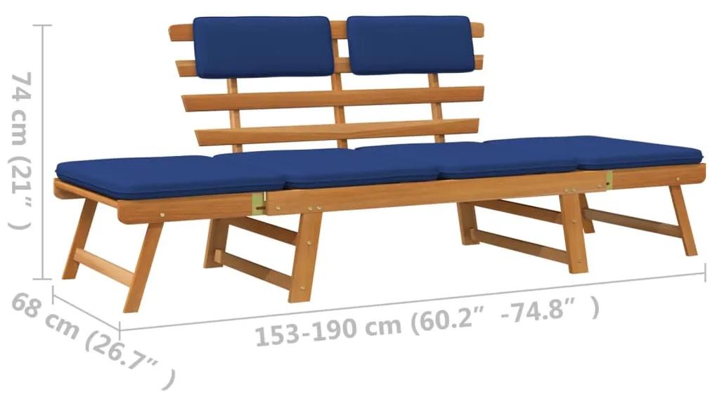 Zahradní lavice s poduškami 2-v-1 190 cm masivní akáciové dřevo,  312120