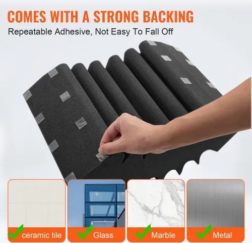 akustické pěnové panely 4 balení 41,9 × 16 × 30,5 cm Lepidlo na stěnový strop