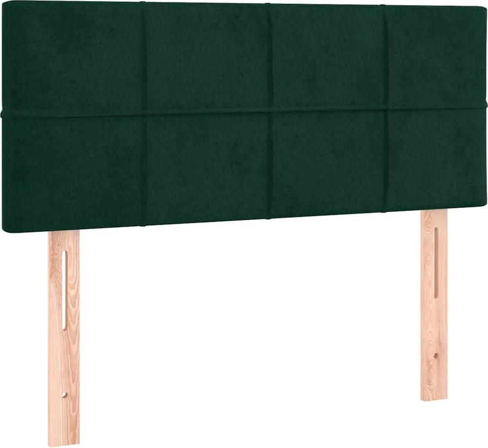 Čelo postele s LED tmavě zelené 80 x 5 x 78/88 cm samet 3121645