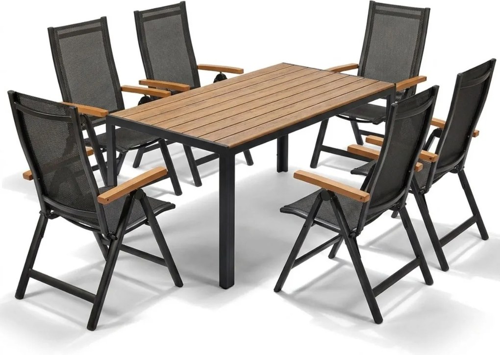 Vikio Zahradní jídelní set 140x80 pro 6 osob přírodní VZS210P6