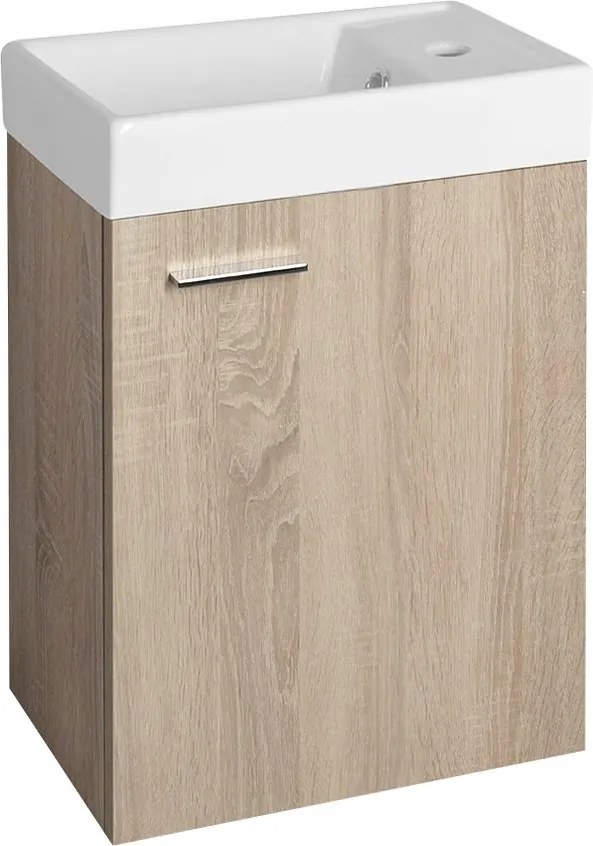 Aqualine Bruckner, ZOJA skříňka s keramickým umyvadlem 40x22 cm, dub platina, 51049DP-02