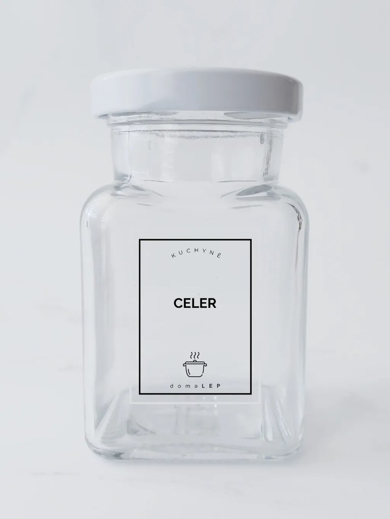 Samolepka na kořenky CELER průhledná 3 × 4 cm tučné písmo