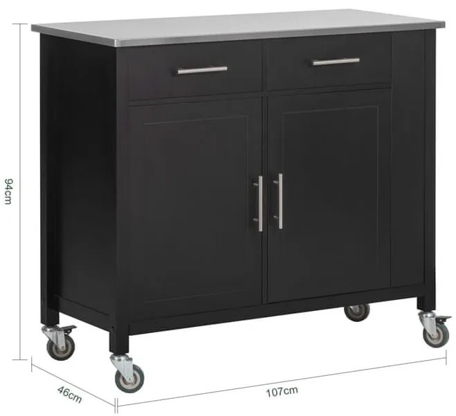 Sobuy SoBuy FKW108-SCH Kuchyňský vozík Kuchyňský ostrůvek Příborník Černý 107x94x46cm