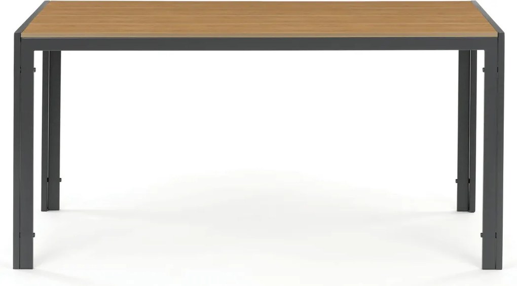 Zahradní stůl WOOD - hnědý polywood / šedá kovová konstrukce