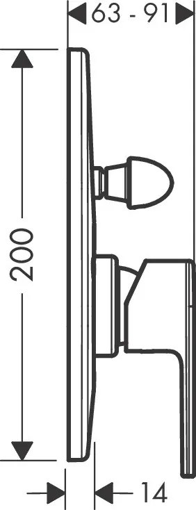 Hansgrohe Vernis Shape, vanová baterie pod omítku, s tělesem, černá matná, 71472670