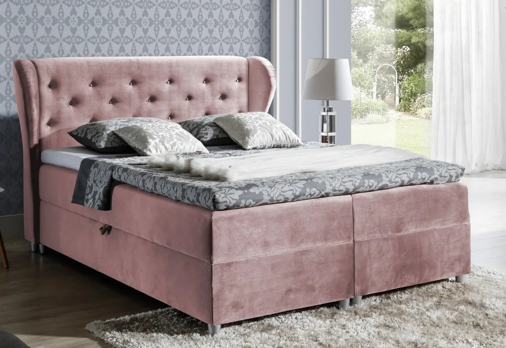 Expedo Čalouněná postel boxspring DESPASITO + topper, 120x200, riviera 62