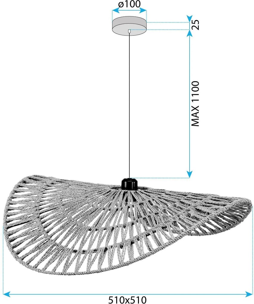 Toolight Toolight, závěsné stropní svítidlo 50cm, 1xE27, APP1739-1CP, hnědá-černá, OSW-06062