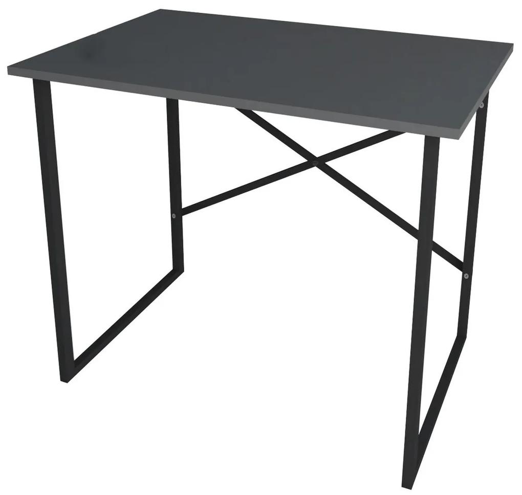 Psací stůl ANGELA 90x60 cm, lamino antracit, kov černý matný lak