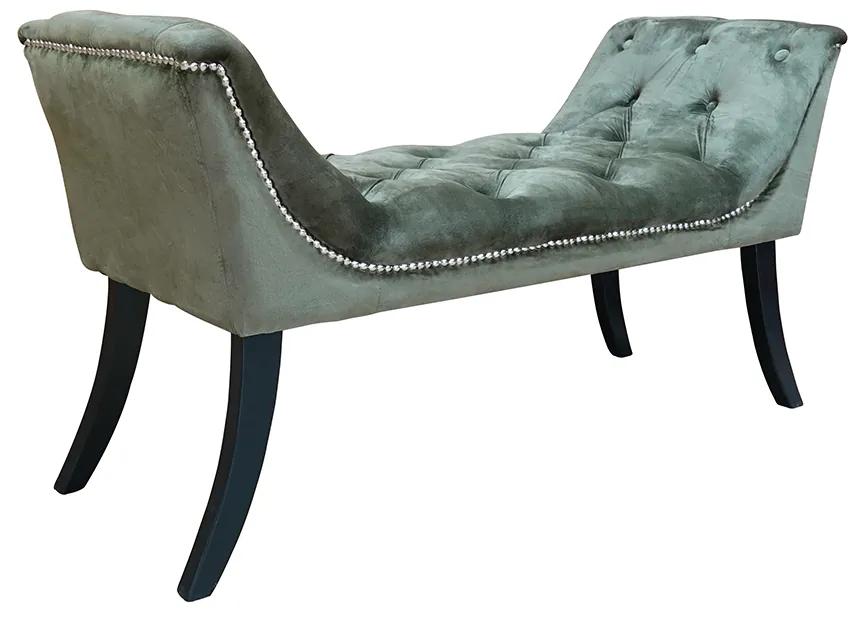 Designová lavice, olivově zelená Velvet látka / kaučukové dřevo, HEMY TYP 2