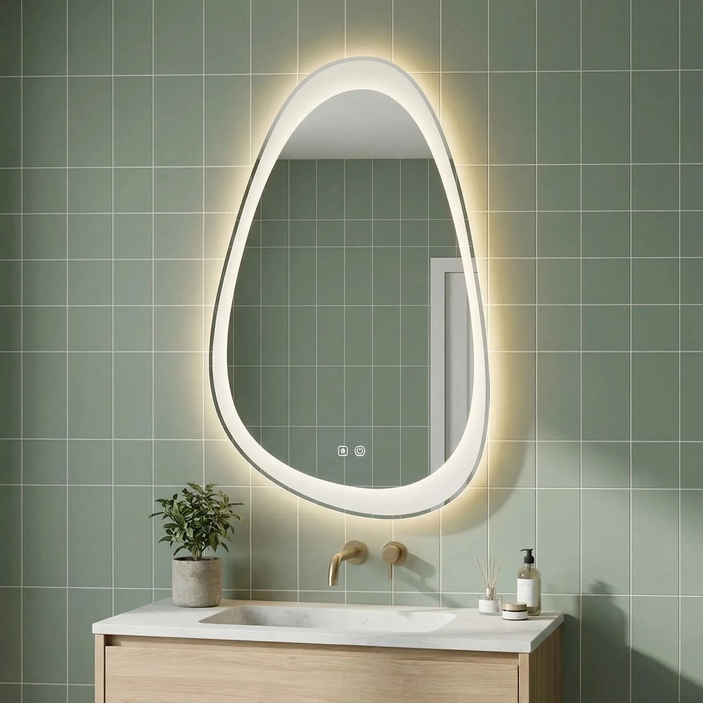 Tutumi Zrcadlo 90x50 cm s vyhříváním a regulovatelným LED osvětlením HOM-01517