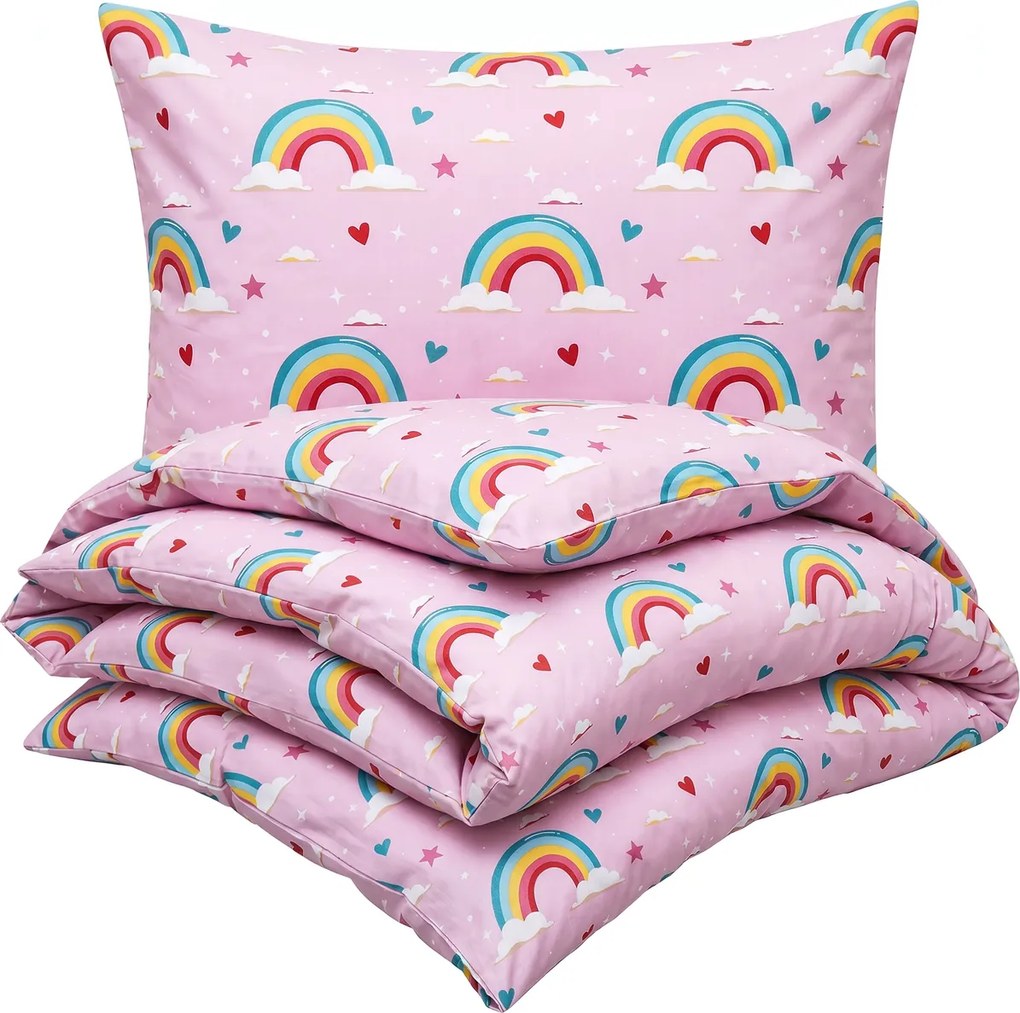4Home Dětské bavlněné povlečení Rainbow , 140 x 200 cm, 70 x 90 cm