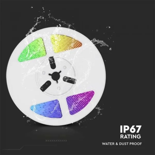 LED RGB Stmívatelný solární pásek LED/1,2W/3,7V IP67 5m