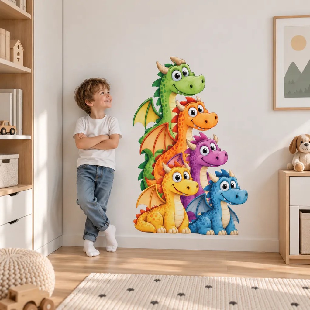 PIPPER. Barevní dráčci – textilní samolepka na zeď