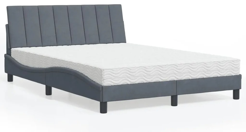Postel s matrací Hanko tmavě šedý 140 x 190 cm samet 3208593