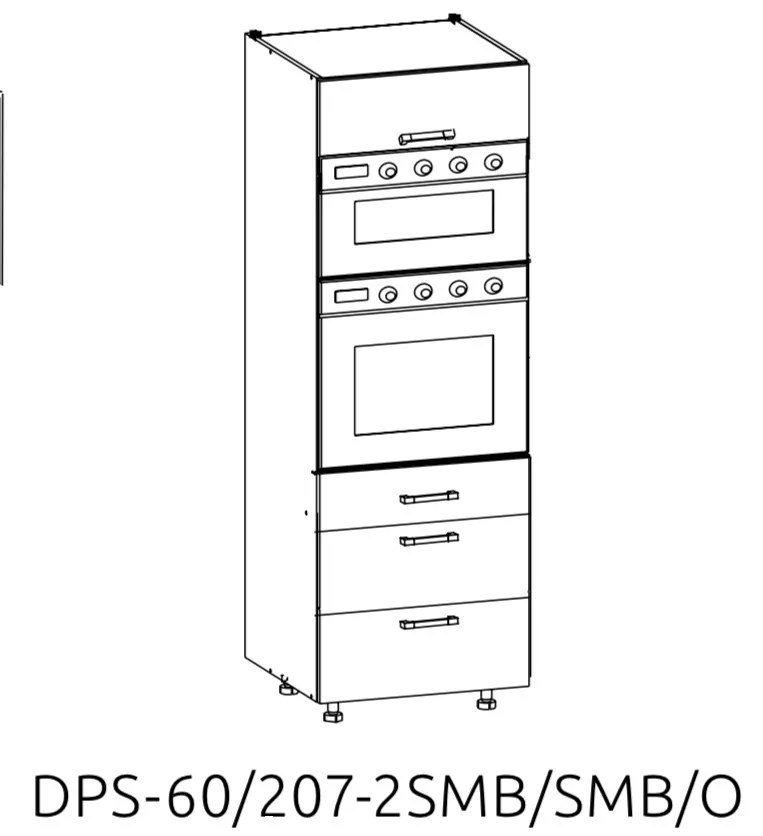Spodní skřínka kuchyně Sole pro vestavné spotřebiče DPS-60/207-2SMB/SMB/O Barva korpusu skříněk: Bílá alpská, Barva dvířek: Dub Arlington