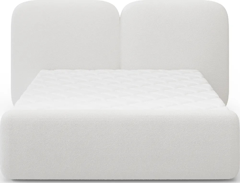 Postel Ollival 160x200 s kovovým roštem a úložným prostorem, bílý velur