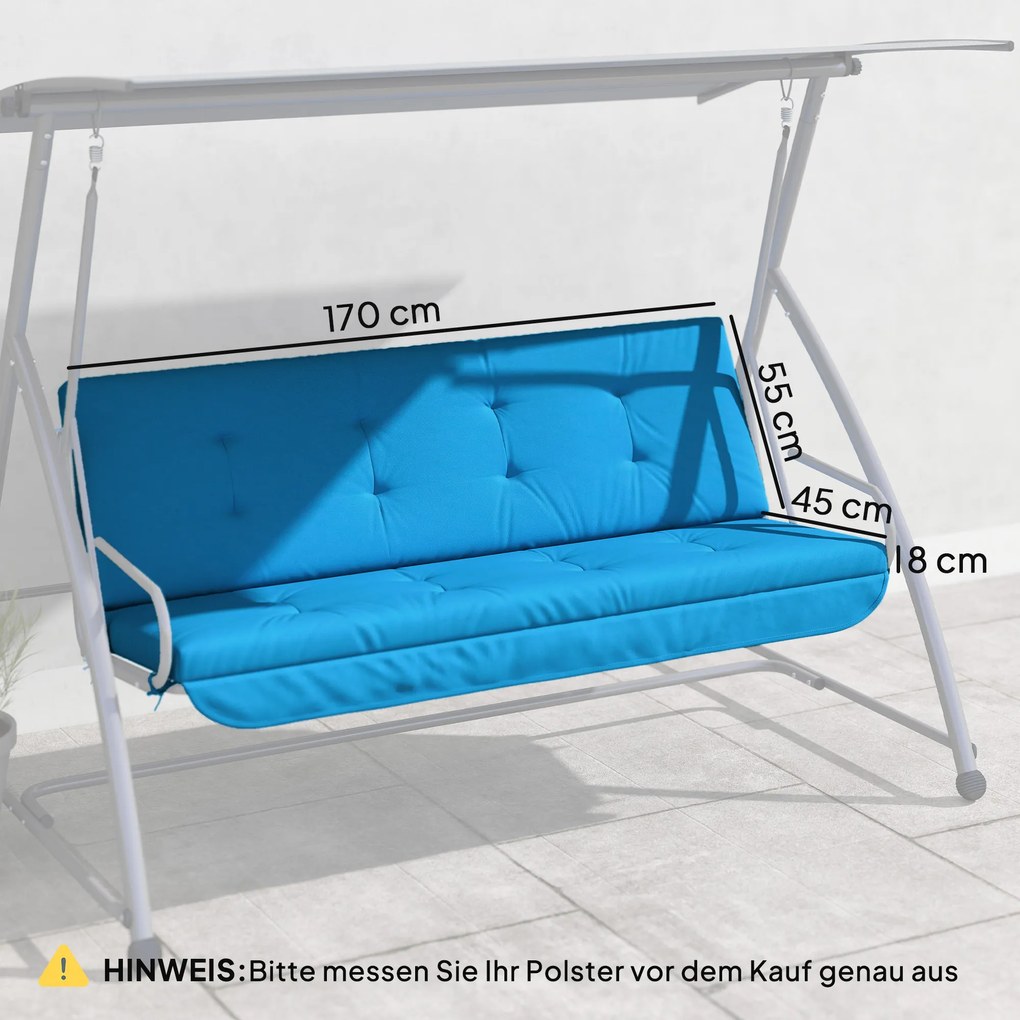 Outsunny Hollywoodská houpačka 170 cm se sadou polštářů, polštář na křeslo, polštář na houpačku, polštář na zahradu, polštář na záda, boční polštář v…