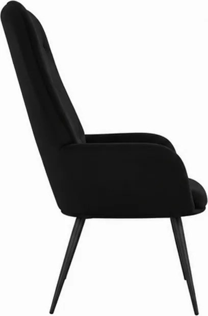 relaxační křeslo, odpočinkové, dřevo/kov/samet, 96x69x78 cm, nohy černé/černá, Dekorino KR20260067