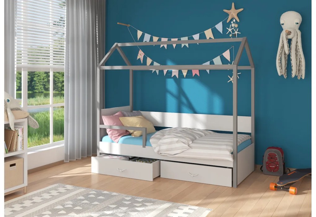 Expedo Dětská postel EMILIE + matrace, 80x180, růžová/bílá
