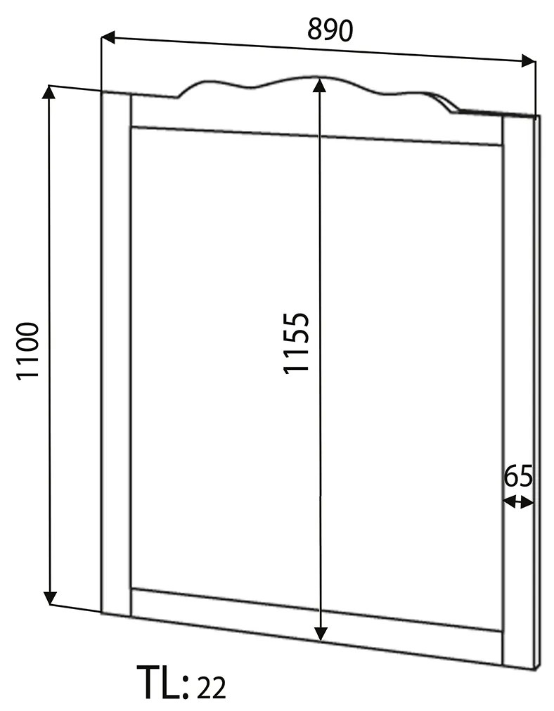 Sapho, RETRO zrcadlo 89x115cm, starobílá