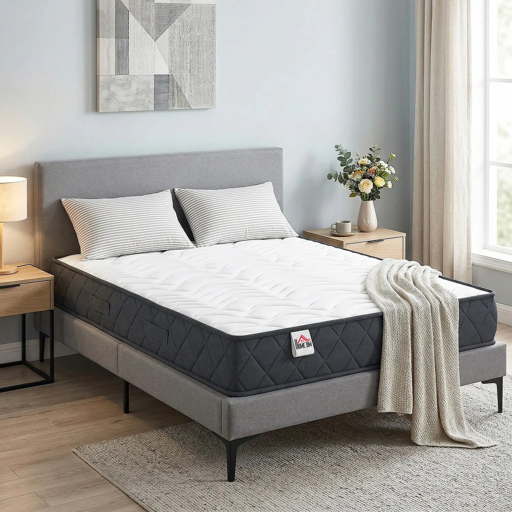 HOMCOM matrace 200x160 cm, matrace pro 2 osoby, paměťová pěna, tloušťka 20 cm, certifikát OEKO-TEX, střední tuhost