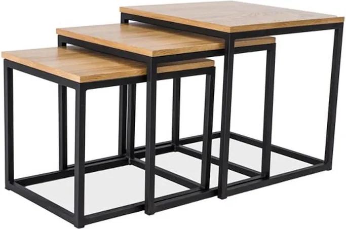 Konferenční stolek TRIO dub/černá (sada)