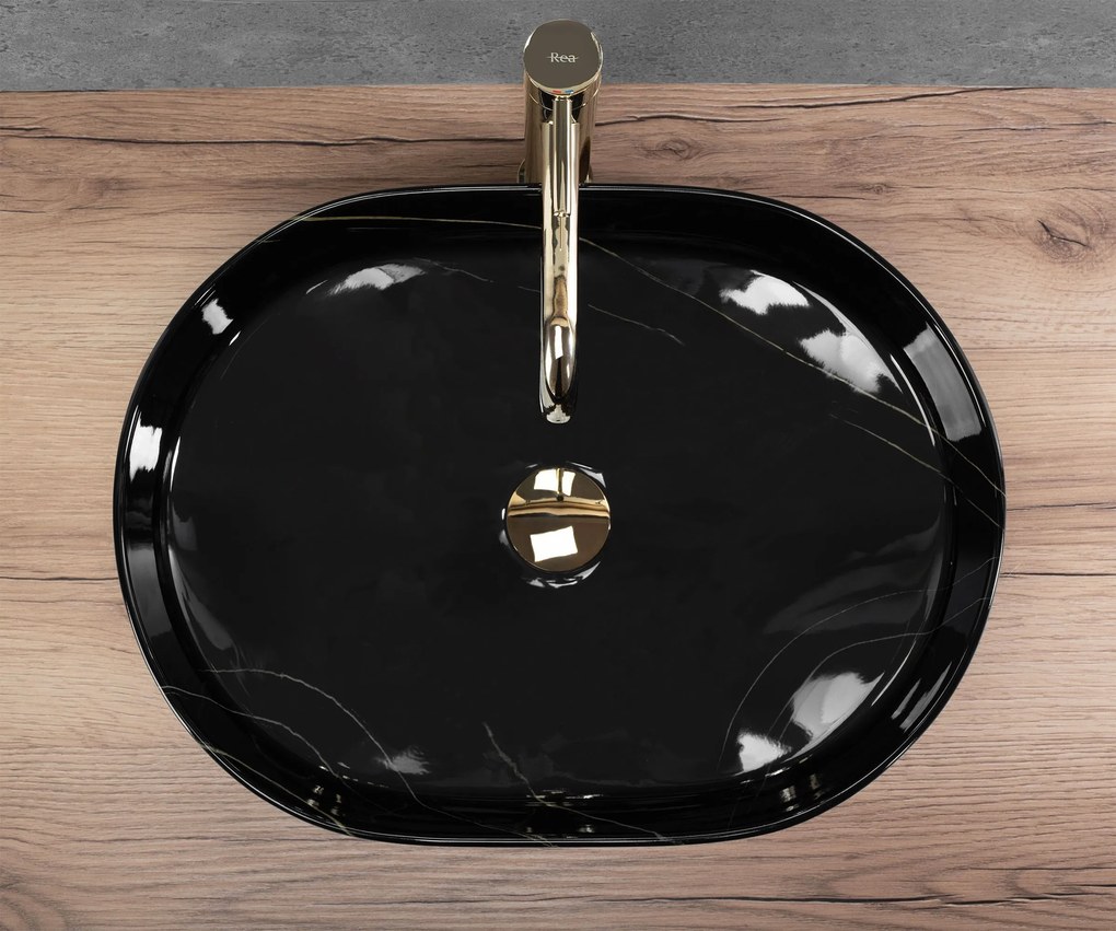 Rea Nadia, umyvadlo na desku 500x380x120 mm, imitace kamene - Black Stone, REA-U9240